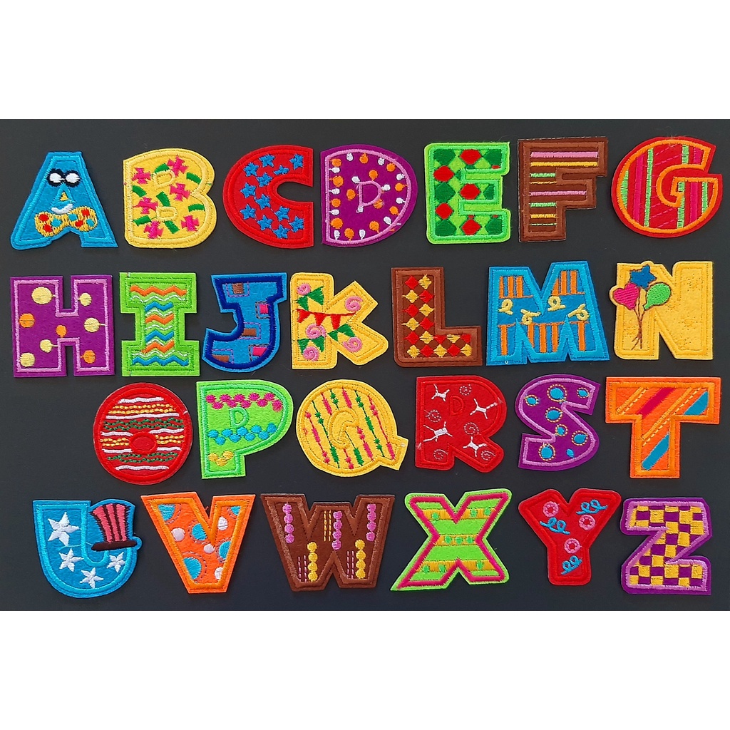 Letter A-Z Alphabet Iron On Patch ABC Children Goodie Bag Party Favours ...