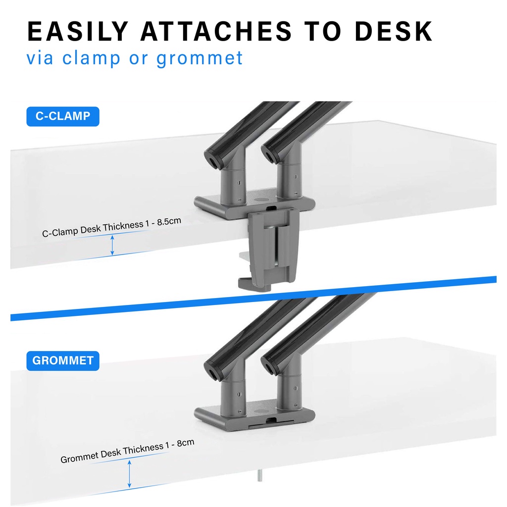 ULTi Flex Dual Monitor Arm, Height Adjustable Mechanical Spring Monitor ...