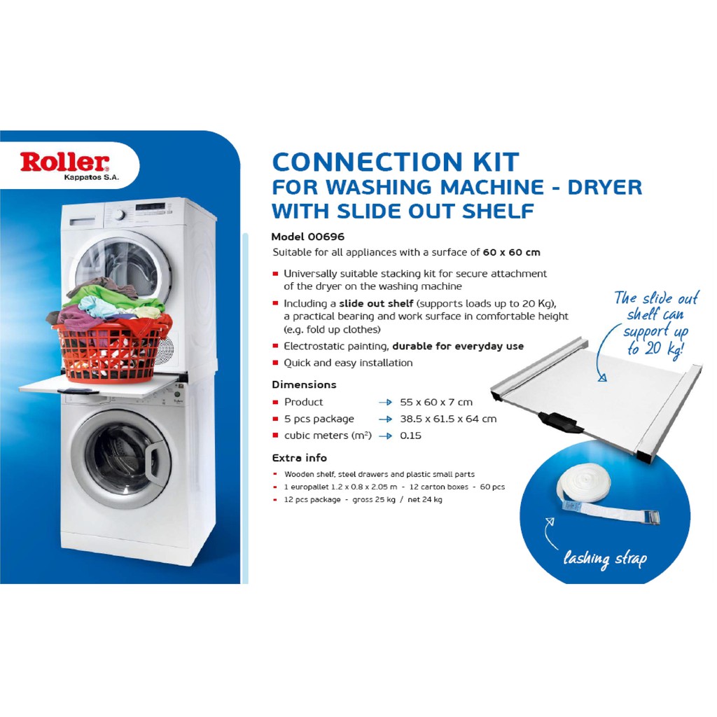 Stacking Kits for Washing Machine/Dryer With Slide Out Shelf - Roller ...