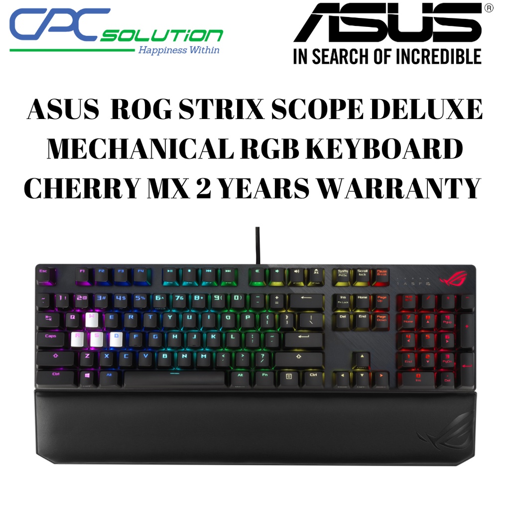 ASUS ROG STRIX SCOPE DELUXE MECHANICAL RGB KEYBOARD CHERRY MX 2 YEARS ...