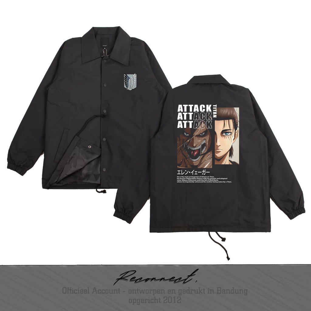 Reconnect Coach Jacket Anime Eren Attack on Titan - Unisex | Shopee ...