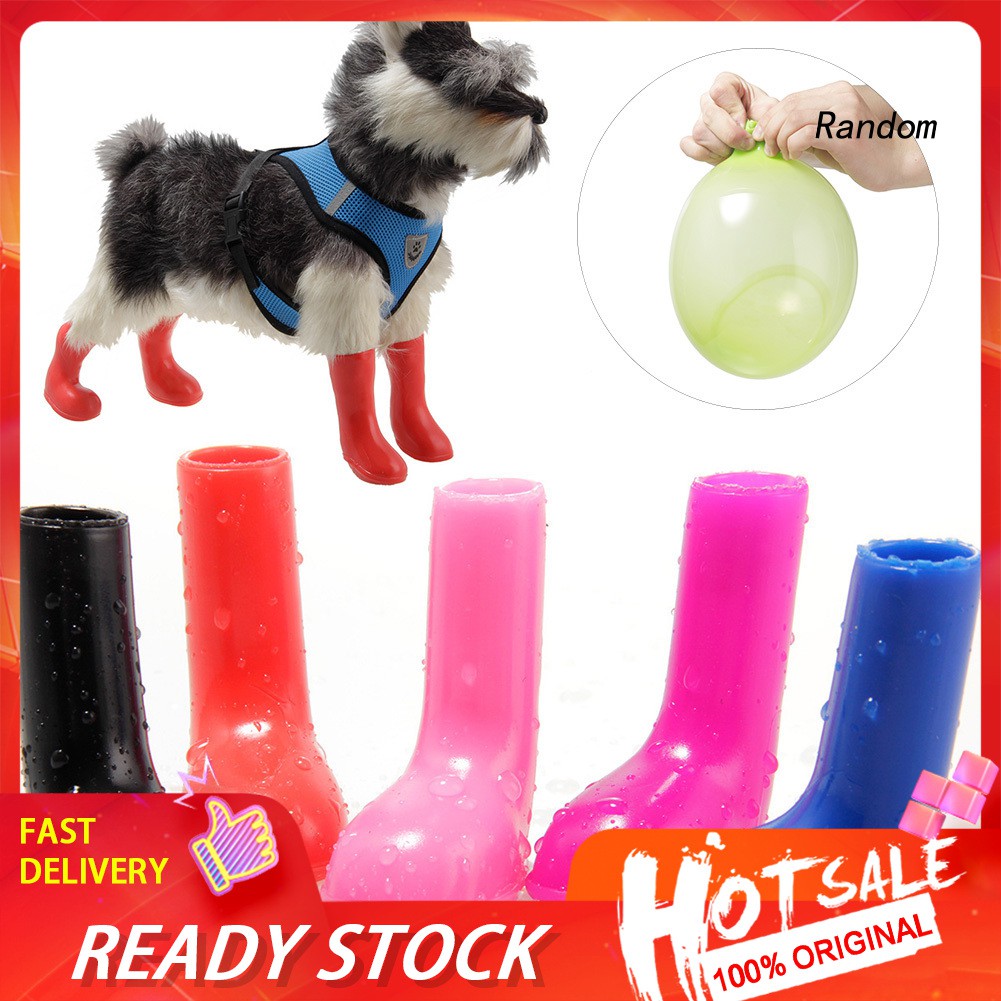 ♦RAN♦4Pcs Dog Puppy Shoes Waterproof Non Slip Stretchy Pet Protective ...