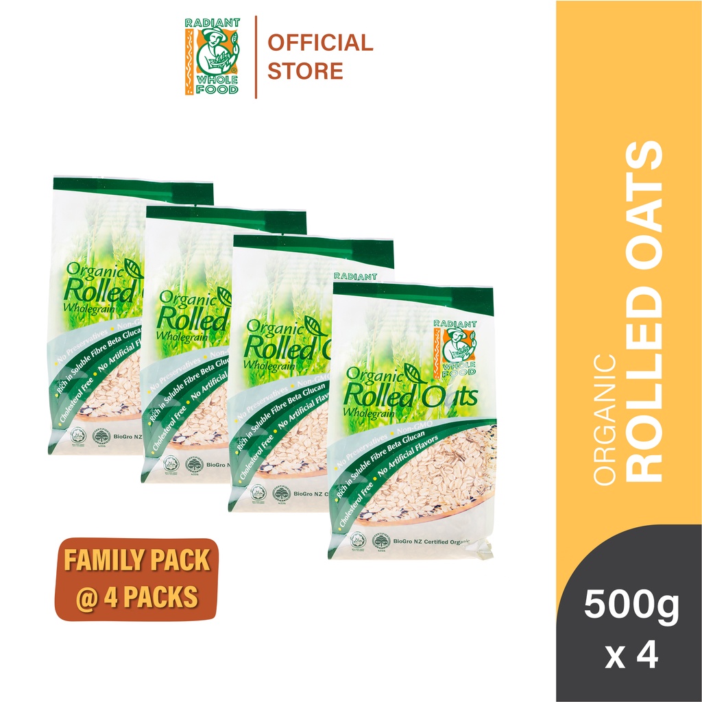 [Family Pack] Radiant Organic Rolled Oats (500g x 4 Packs) | Shopee Singapore