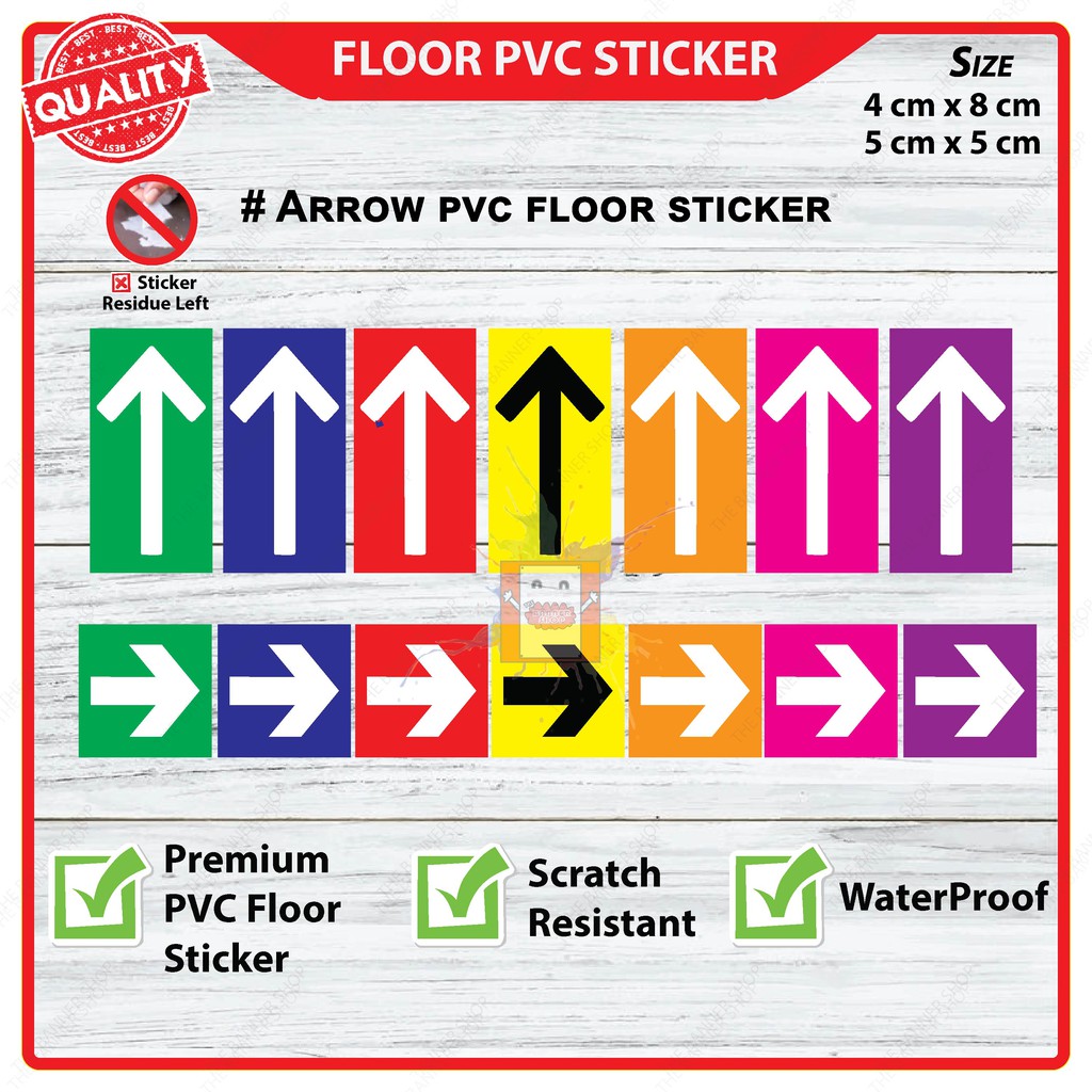 Waterproof Social Distancing Arrow Floor PVC Stickers Sharp Multi ...