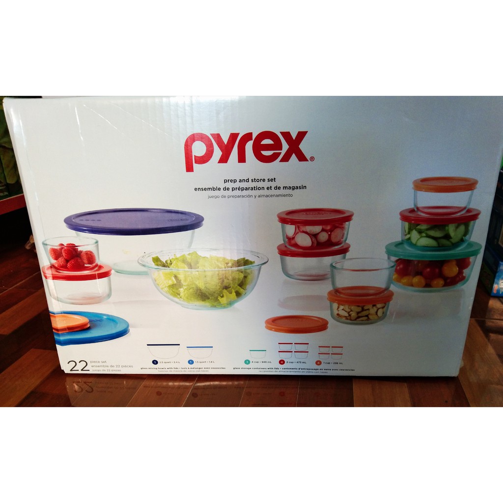 Pyrex Pure Glass Bowl Set-22 pcs | Shopee Singapore