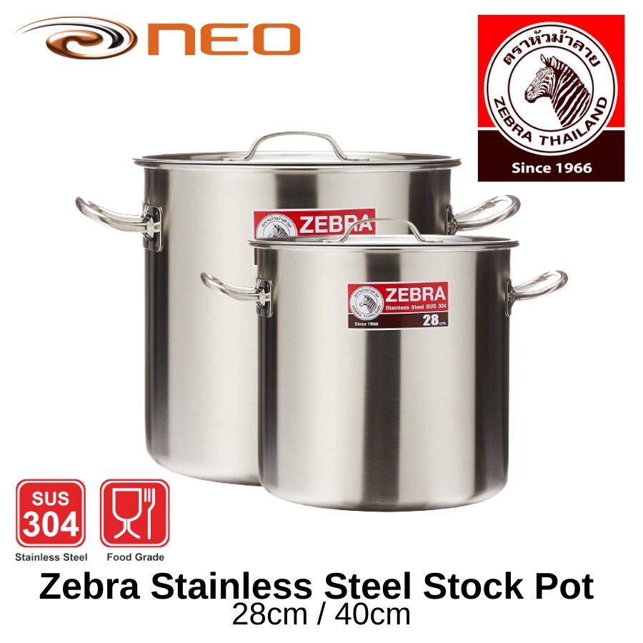 Zebra Stainless Steel Stock Pot 28cm / 40cm | Shopee Singapore