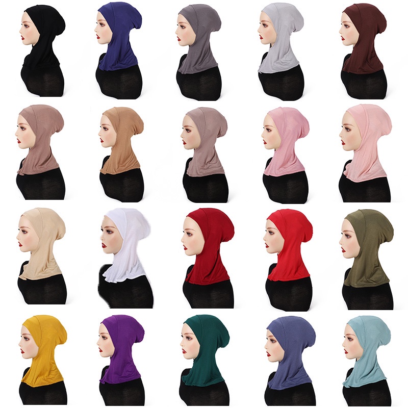 Hijab Inner Hat Soft Mercerized Cotton Muslim Underscarf Head Cover Cap ...