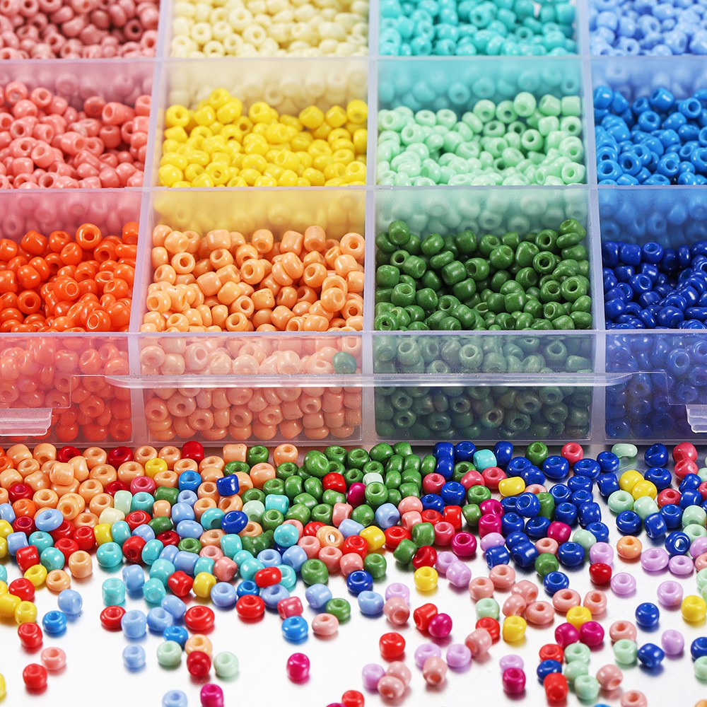 St.kunkka 3mm Charm Beads Glass Seed Bead Box Set Round Beads For DIY ...