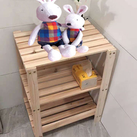 Solid wood simple solid wood shelf multi-layer storage rack household ...