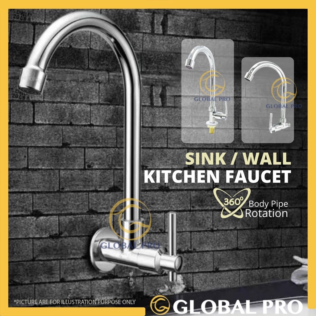 Sink / Wall Kitchen Faucet Kitchen Sink Water Tap Single Handle Mixer ...