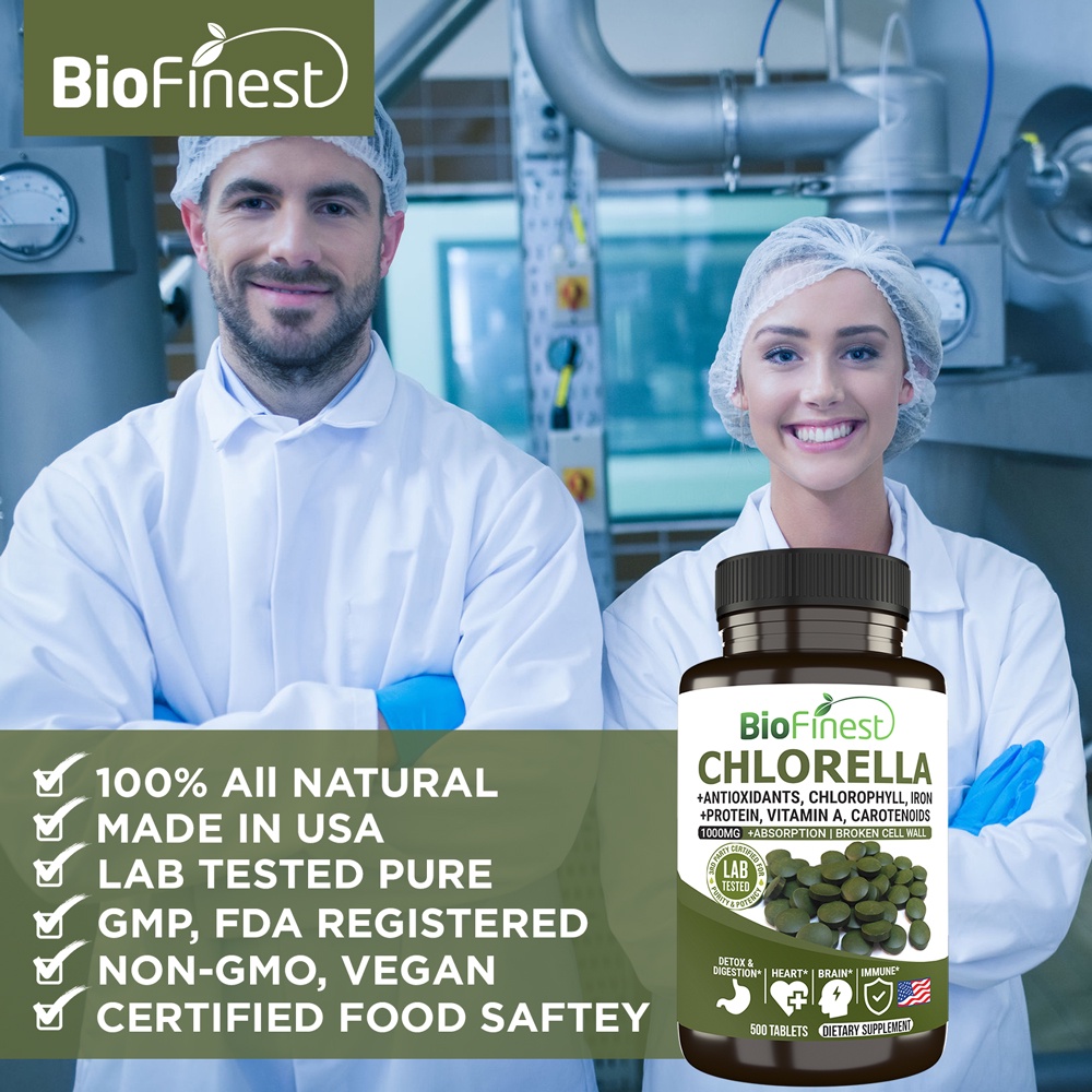 Biofinest Chlorella 1000mg Supplement - Antioxidant Superfood Algae ...