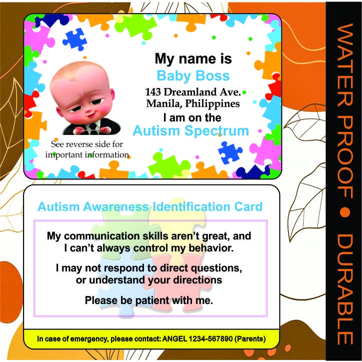 Print.Lab | AUTISM / DOWN SYNDROME / ADHD Identification card, PVC TYPE ...