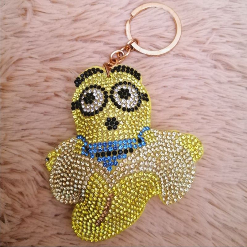 Minion rhine stone key holder KEY CHAIN diamond style 小小兵 钥匙扣 钥匙圈 ...