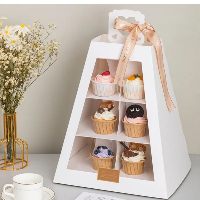 [SG SELLER 🇸🇬] 2/3 Tier Pyramid High Tea Stand Box/Cupcake Box/ Cake ...