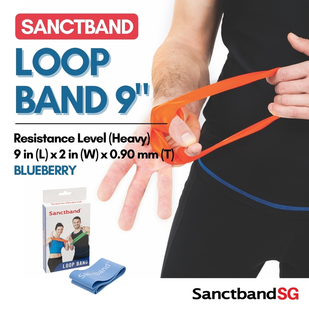 Sanctband Resistance Loop Band 9" Heavy Resistance Band Blueberry ...