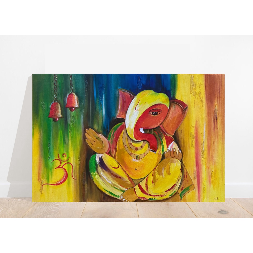 Original handmade Ganesha painting colourful Ganpati Indian God ...