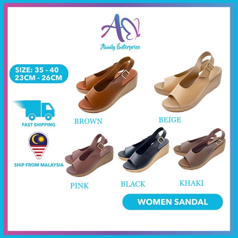 AIMILY Women Open Toe Slingback Wedges / Wedges Perempuan / Platform ...
