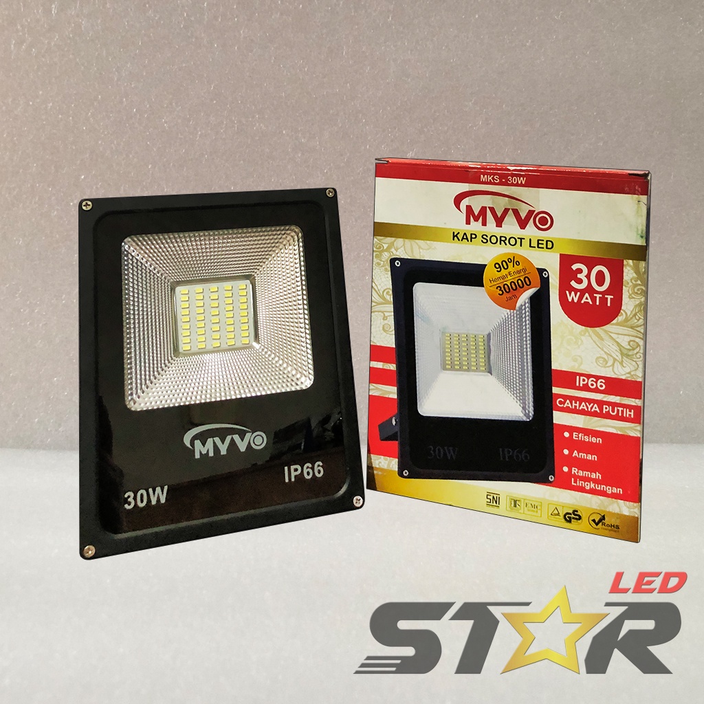 MYVO LED Floodlight 30W Indoor Outdoor Flood Light IP66 Weather Proof ...