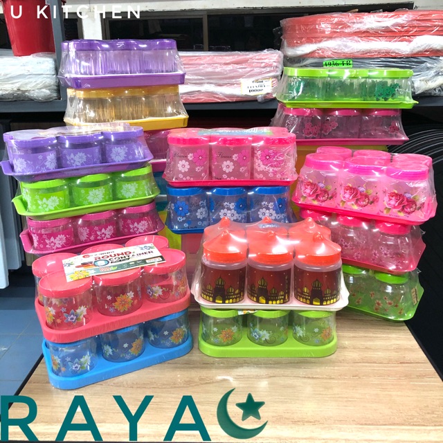 EDISI RAYA Bekas Kuih Raya Balang Kuih Raya Set / Airtight Container ...