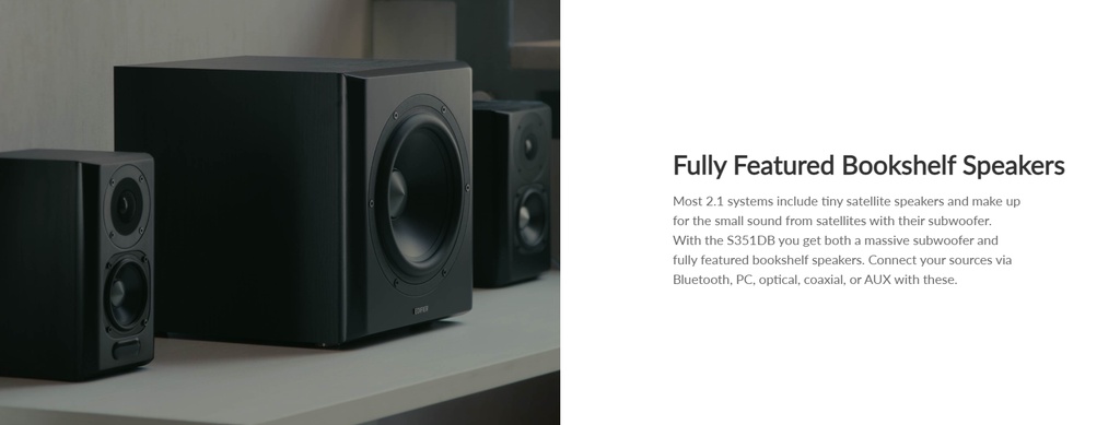 Edifier S351DB (Black) 2.1 / 150W Bluetooth Active Speaker / Titanium ...