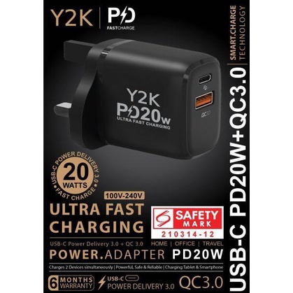 Y2K 20 WATT PD CHARGING ULTRA FAST | Shopee Singapore