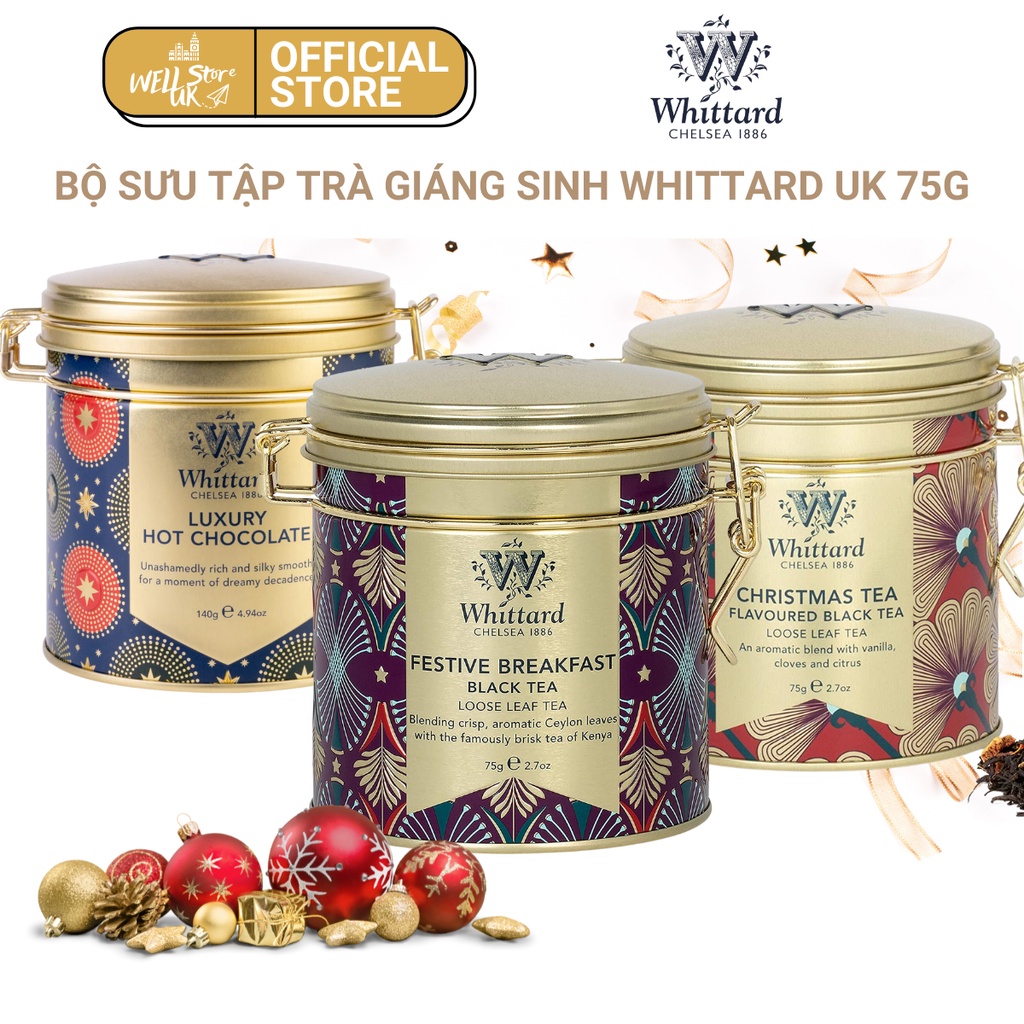 Whittard OF CHELSEA 1886 English Christmas Tea Collection 75gram Boxes ...