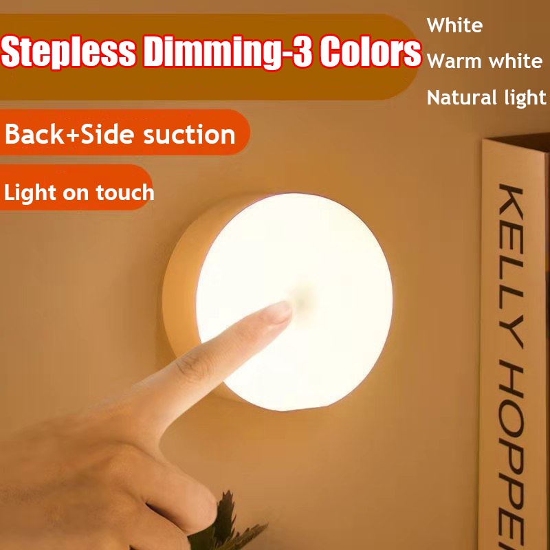 Wireless Round Motion Sensor LED Night Light Battery Powered Cabinet ...