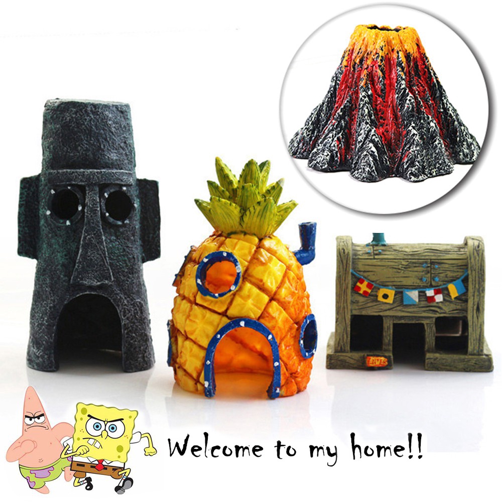 Resin Fish Tank Aquarium Decoration Pineapple House Cartoon House Home ...