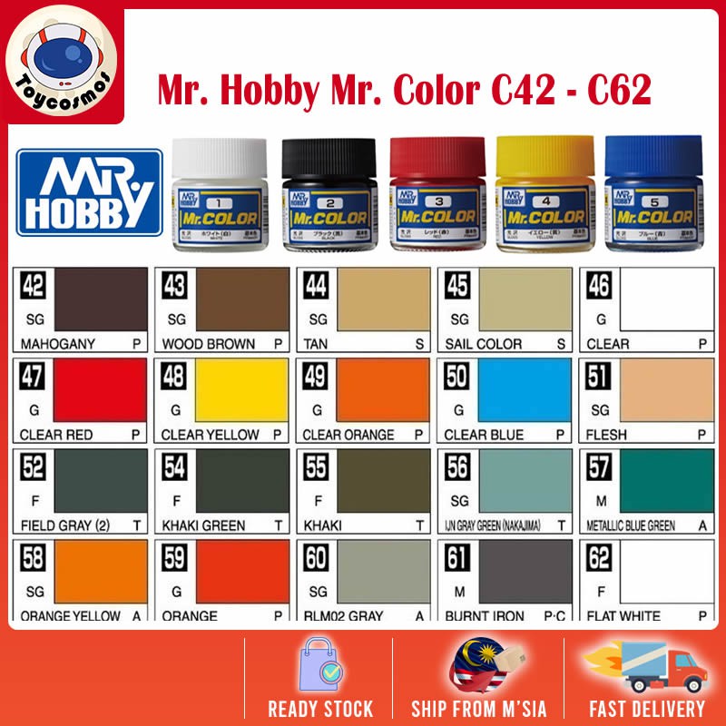 Mr.Hobby Mr. Color Lacquer Paint C42-C62 Paint Color for Plastic Model ...