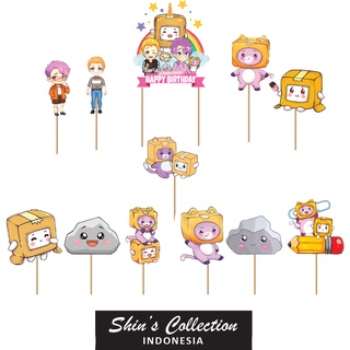 Cake topper lankybox lanky box 1 set Contains 12 pcs | Shopee Singapore
