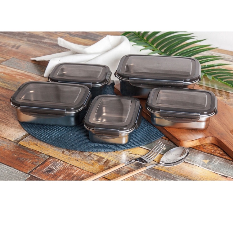 Stainless airtight container 3 piece set / side dish container side ...