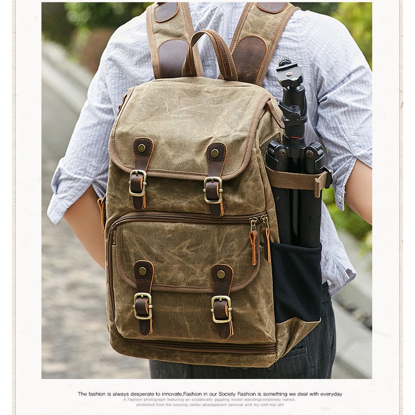 Canvas camera backpack (fold flap) | Shopee Singapore