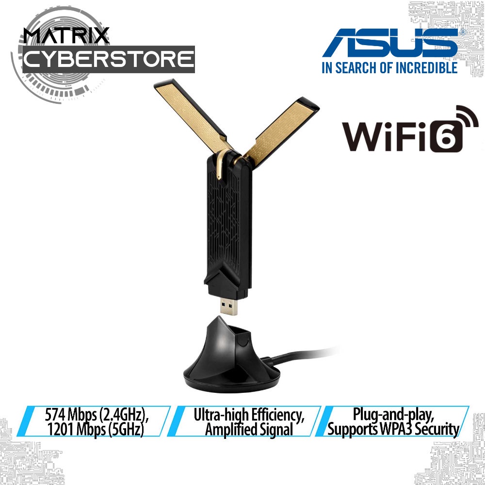 ASUS USB-AX56 AX1800 Dual Band Wifi 6 USB Adapter - Plug & Play, WPA3 ...