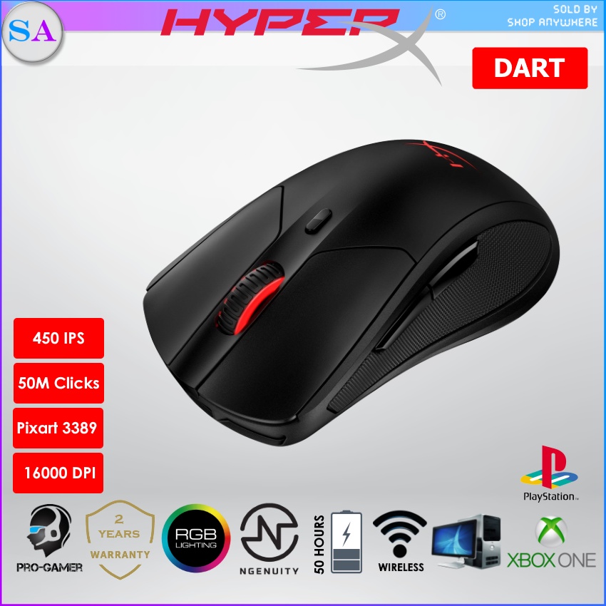 HYPERX PULSEFIRE DART RGB WIRELESS GAMING MOUSE (HX-MC006B) | Shopee ...