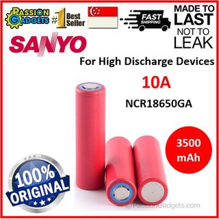 Sanyo 18650 Lithium-Ion Rechargeable Battery 3500mAh NCR18650GA 10A ...