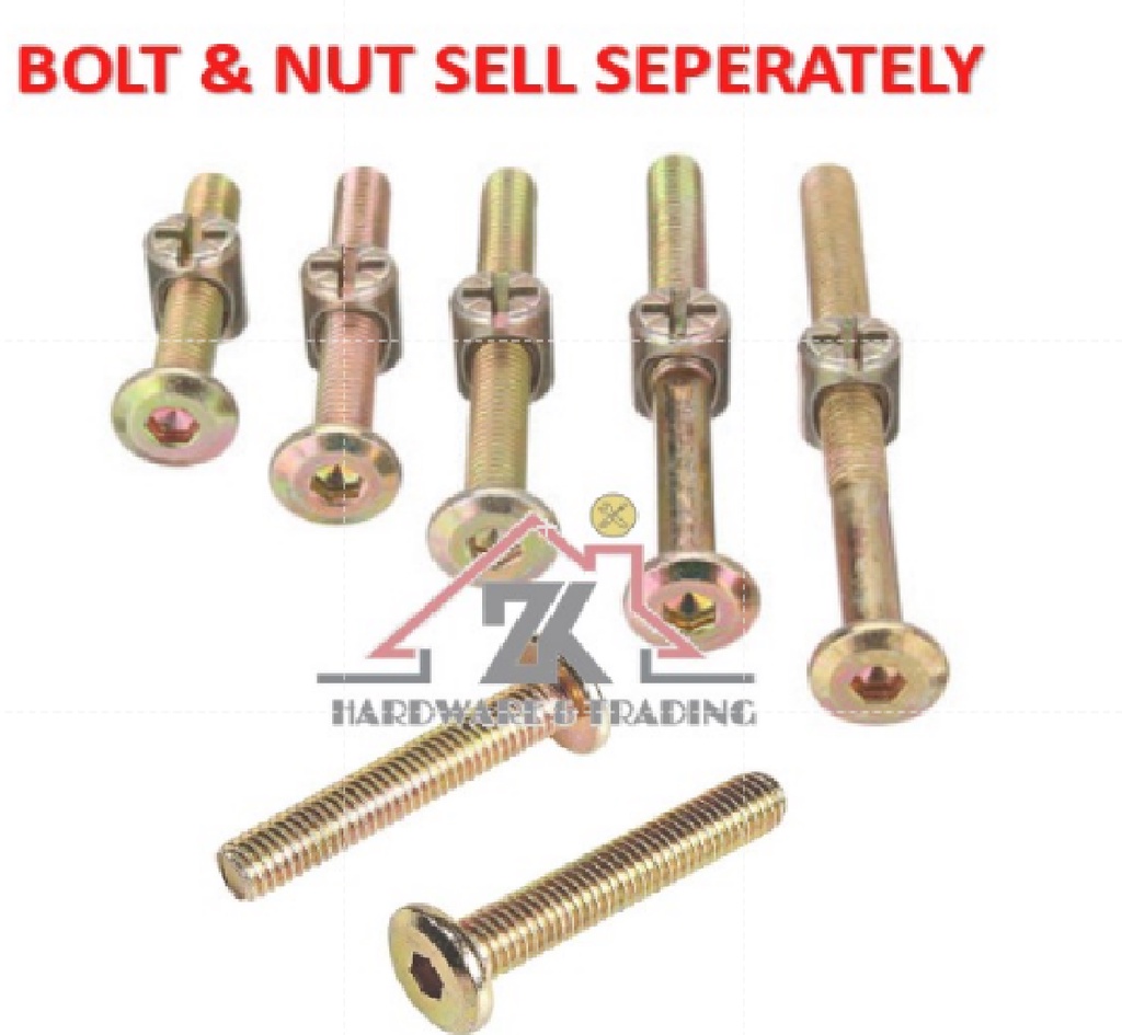 [BOLT NUT SEPERATELY] Furniture Screw Allen Hex Key Bolt Nut Barrel Nut ...