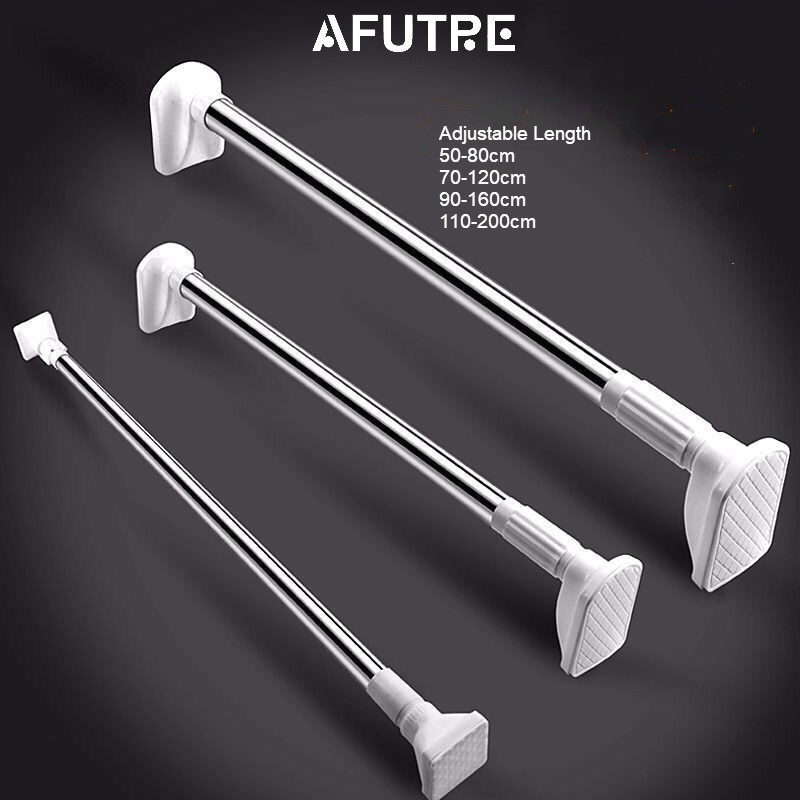 Afutre Wardrobe Rod Punch-free Telescopic Clothes Rail Adjustable ...