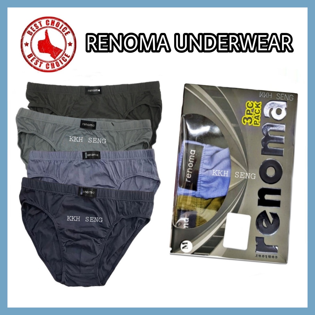 Renoma Men's Underwear (Big Size) Seluar Dalam Lelaki Cotton 3in1 ...