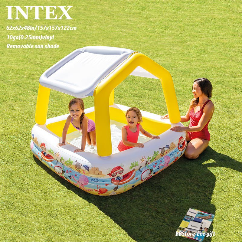 INTEX Sun Shade(Removable) Pool*Inflatable Swim Pool*62x62x48in ...