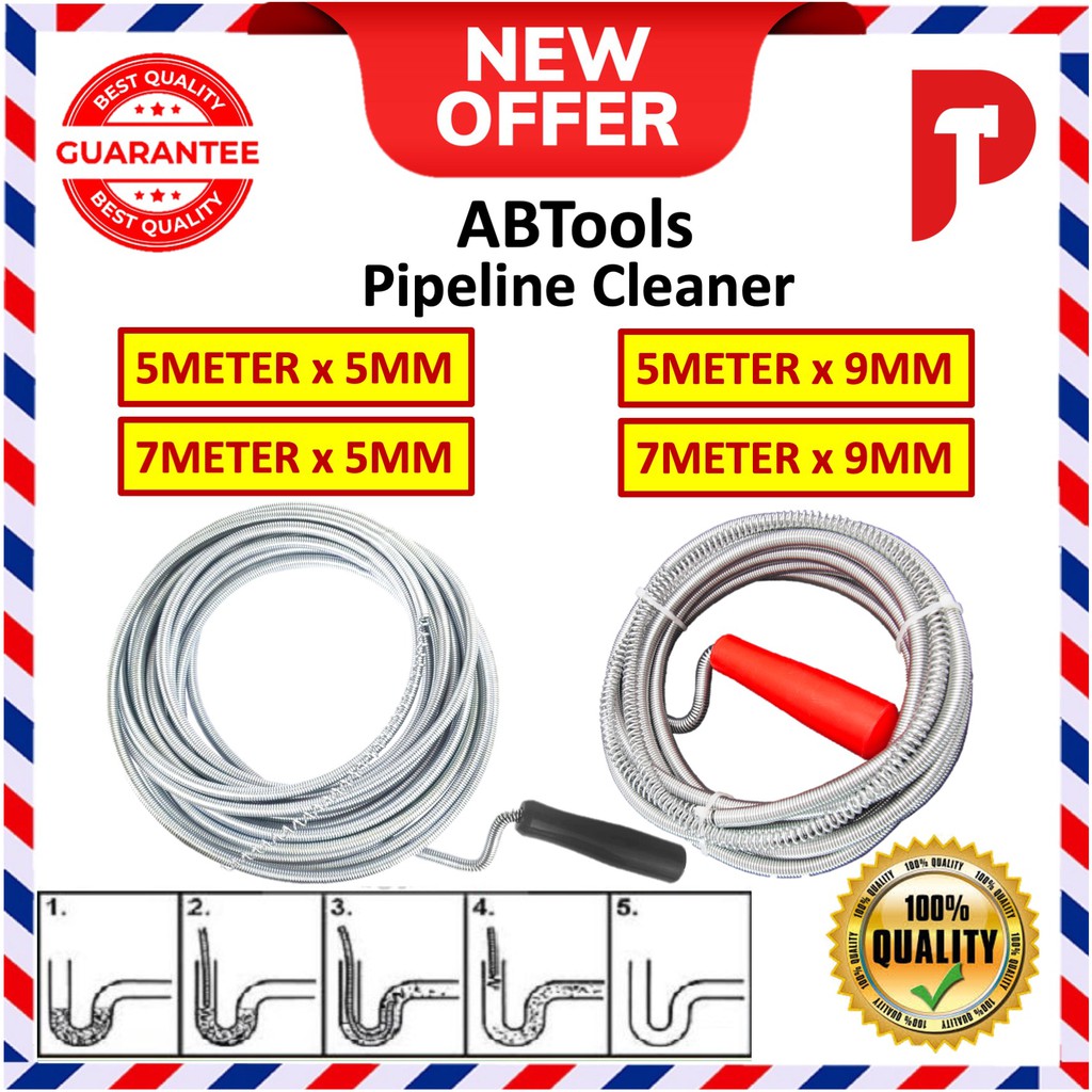 Steel Coiled Drain Sink Cleaner Spring Wire Pipeline Unblocker Plunger ...