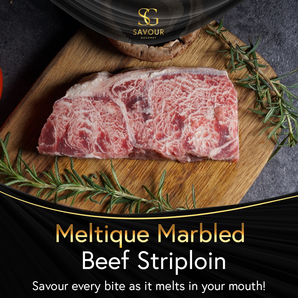Meltique Marbled Beef Striploin Steak (200g) (Savour Gourmet) | Shopee ...