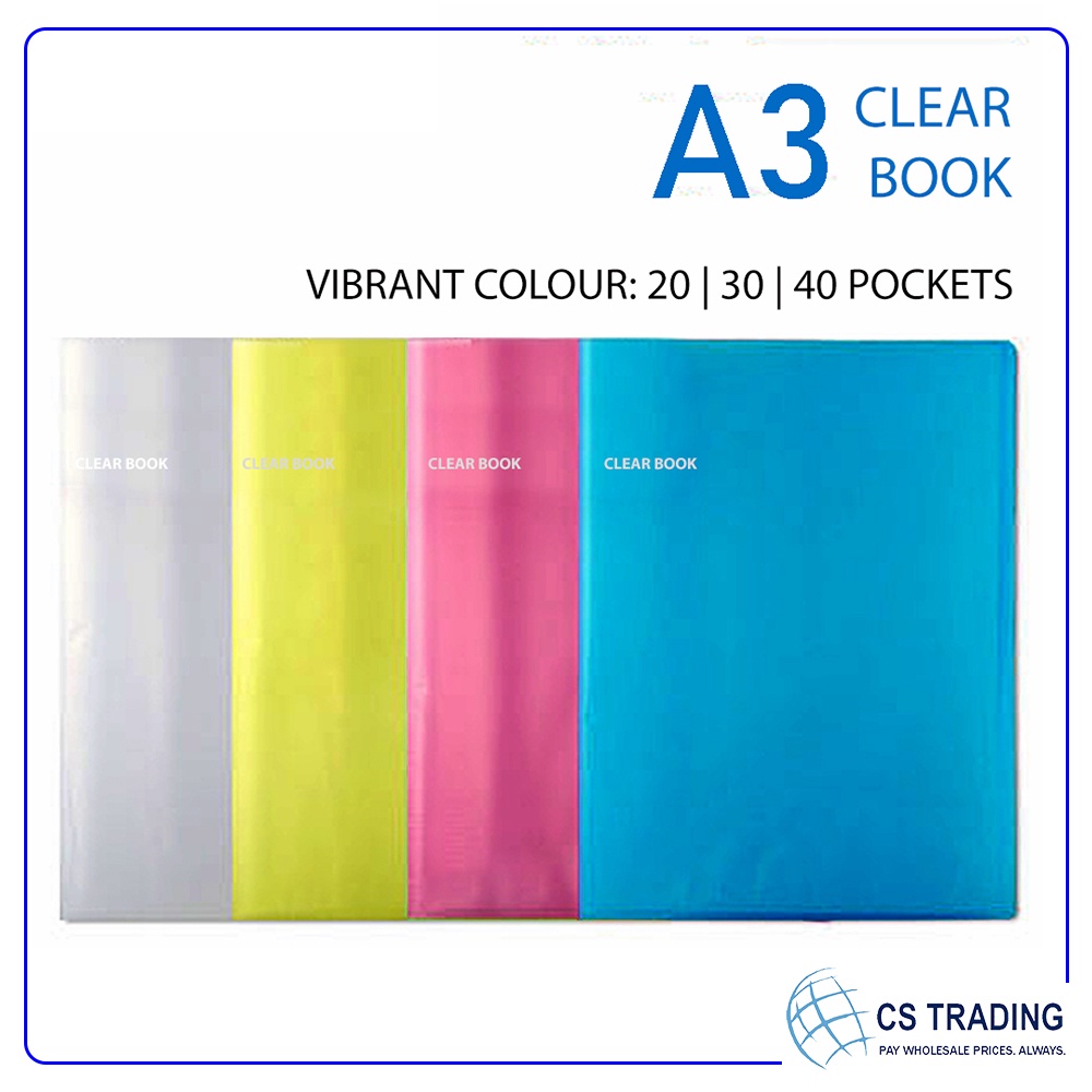 A3 20 / 30 / 40 Pocket / Clear Book / Clear Holder / Display Book ...