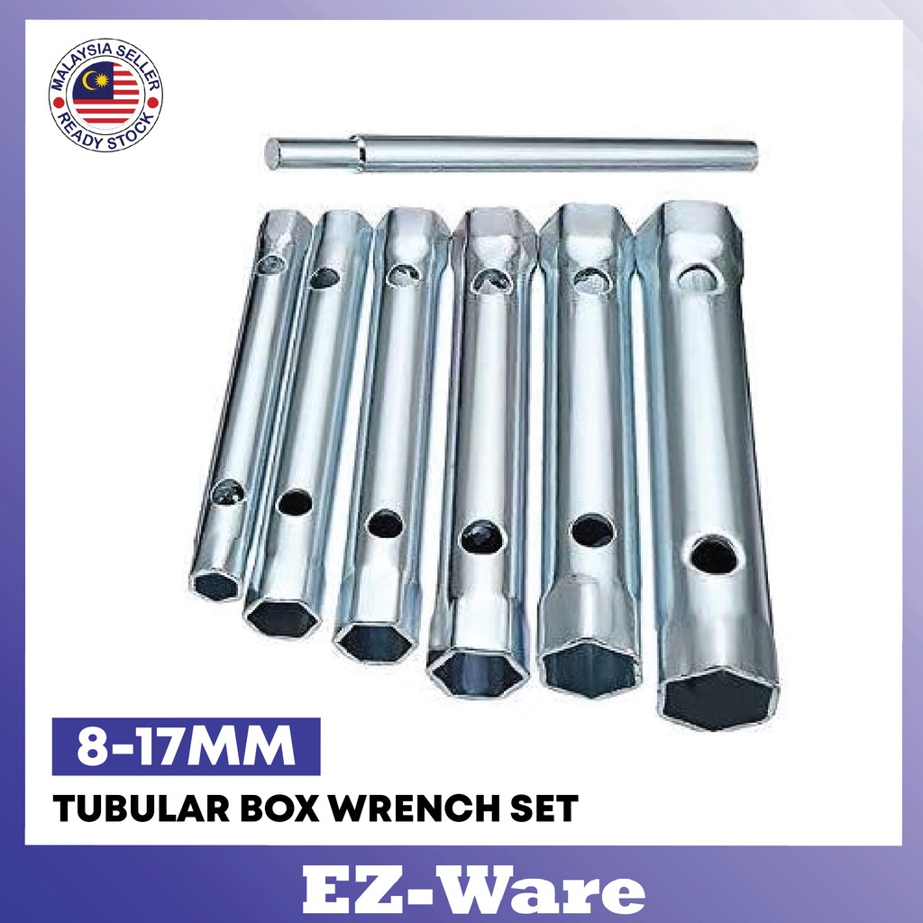 6PC TUBULAR BOX WRENCH SET 8-17mm Tube Bar Spark Plug Spanner Deep ...