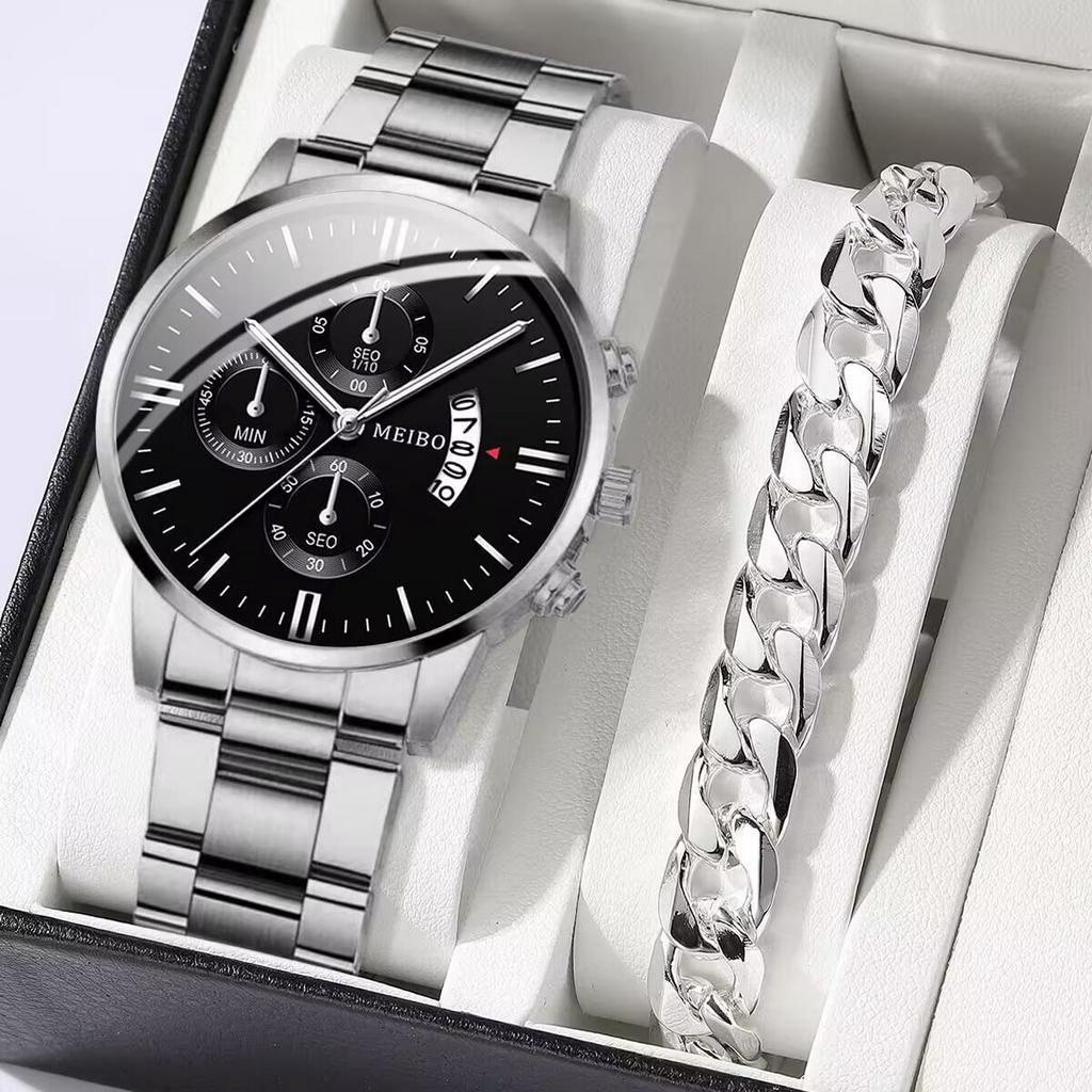 Men Watch Men's Watch Fashion Business Watch Men's Steel Band Calendar ...