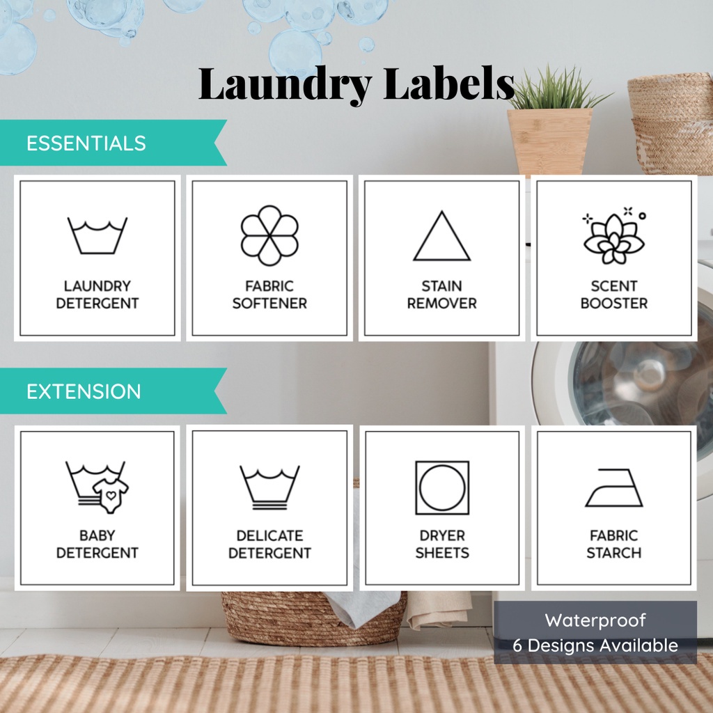 Sticker Laundry Detergent Label Set (4pcs) | Laundry Soap Sticker ...