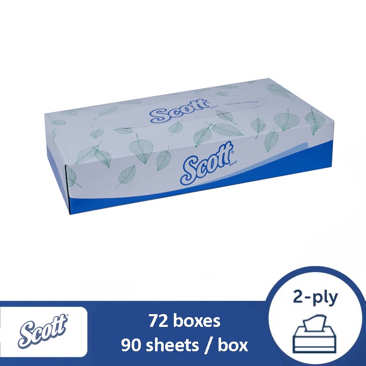 SCOTT® 2-Ply Facial Tissue Box, 10621 - White, 72 x 50 sheets (6480 ...