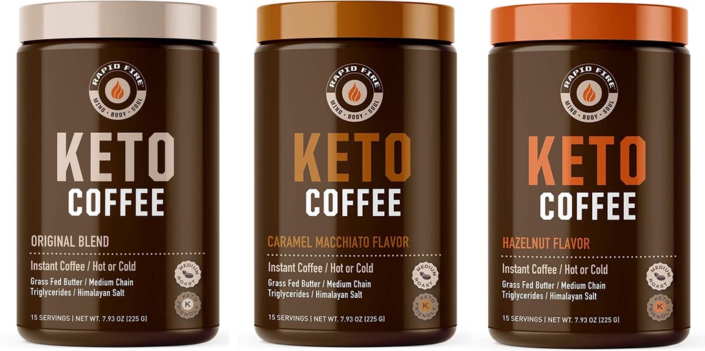 Rapid Fire Rapidfire Keto Coffee (Flavours: Original, Hazelnut, Caramel ...