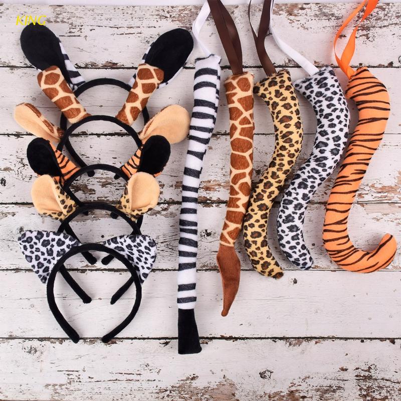 KING Animal Headband Tail Set Giraffe Zebra Ears Headwear Cosplay ...