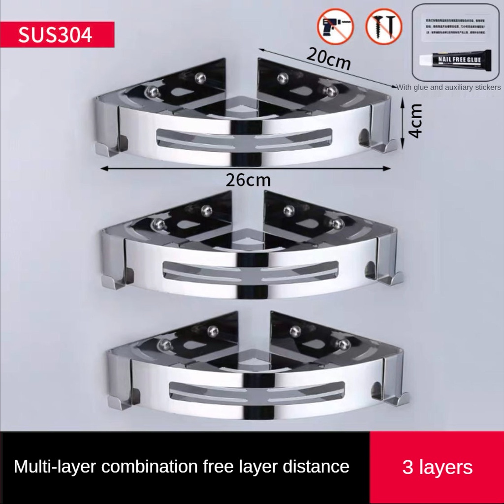 【SG STOCK】Toilet rack 304 stainless steel tripod bathroom corner rack ...