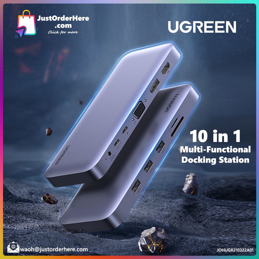 Ugreen 10 in 1 Multi-Functional Flat Table Top Docking Station (Mac ...